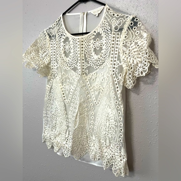 Ted Baker London | Tops | Ted Baker London Sheer Lace Blouse | Poshmark